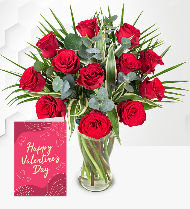 12 Red Roses with Card | Prestige Flowers