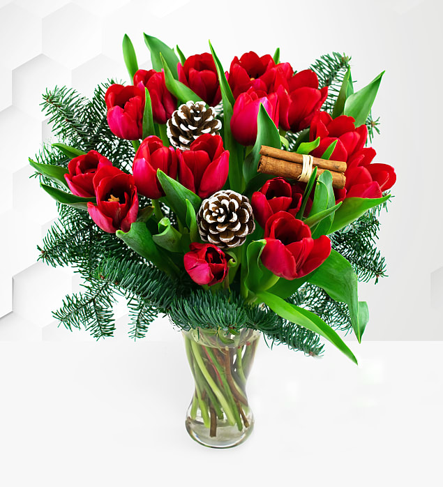 Vibrant Christmas Tulips Bouquet | Prestige Flowers UK
