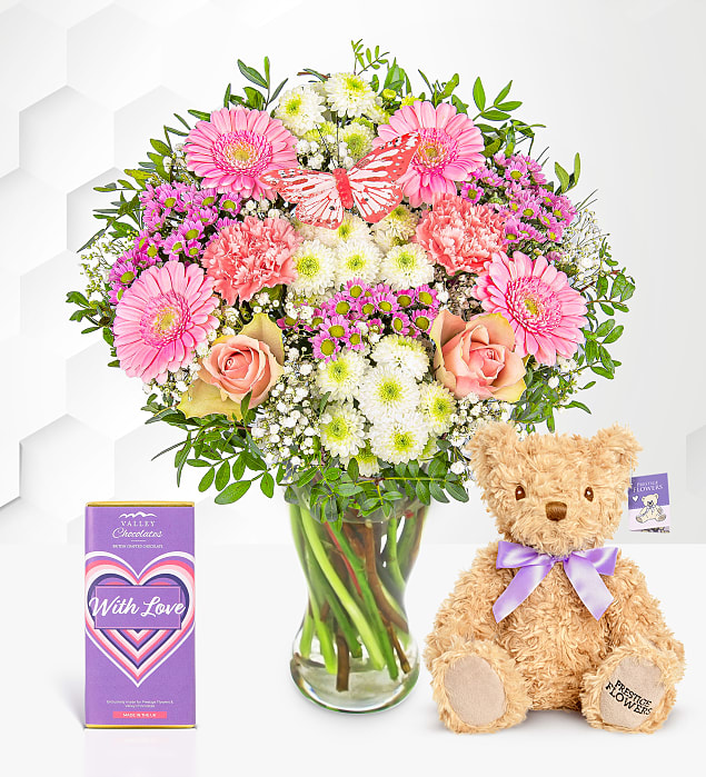 Pastel Meadow Teddy Joy Gift | Prestige Flowers